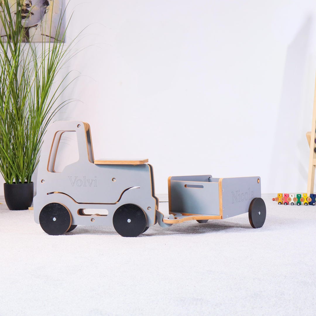 Wooden Montessori Dump Truck Ride on Toddler Push Construction Toy ...