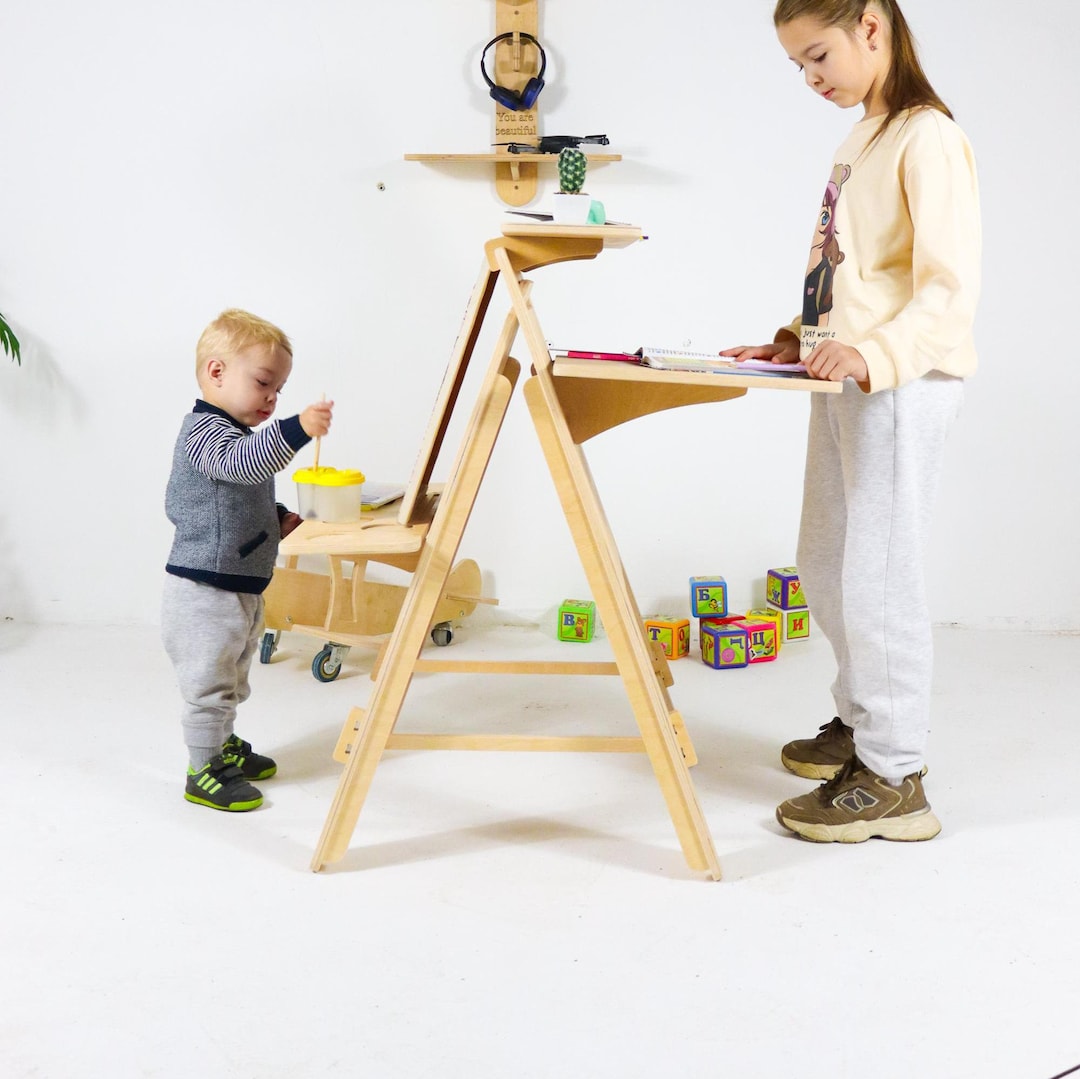 Folding Two-sided Table Children Double Studying Desk Christmas Gift ...