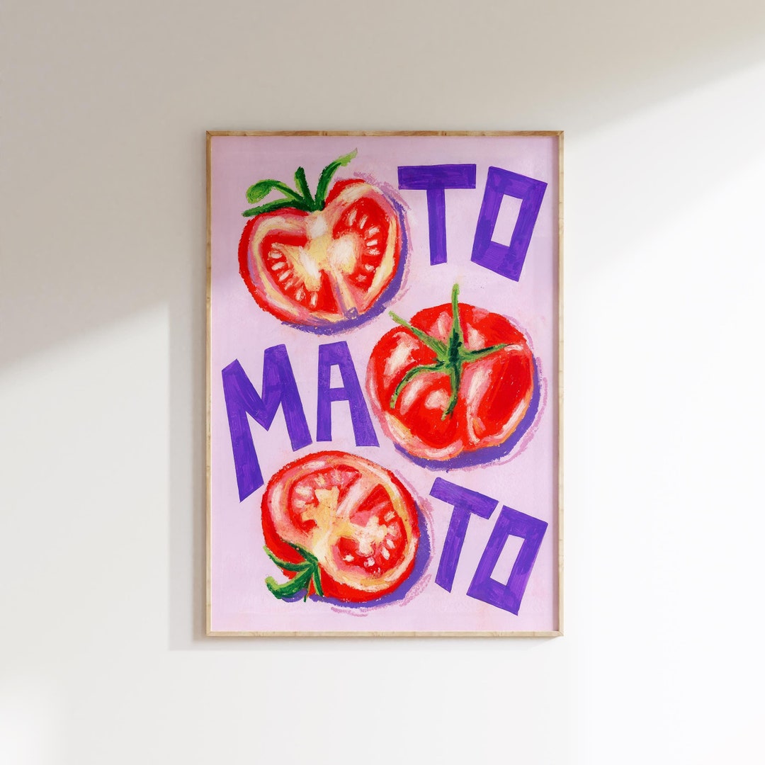 Retro Tomato Print Pop Art Aesthetic & Fruit Painting Wall Art ...