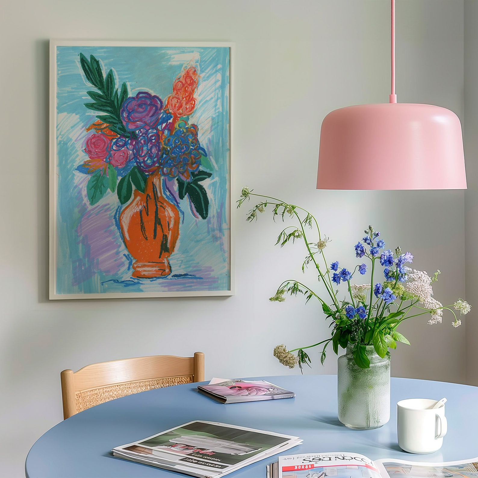 Fauvism Print of Colorful Flowers in Orange Vase, Matisse Style Art for ...