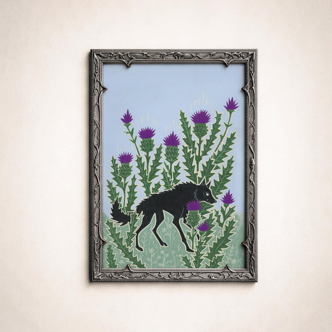 Whimsigoth Wolf Werewolf Art Print Weirdcore Affordable Housewarming ...