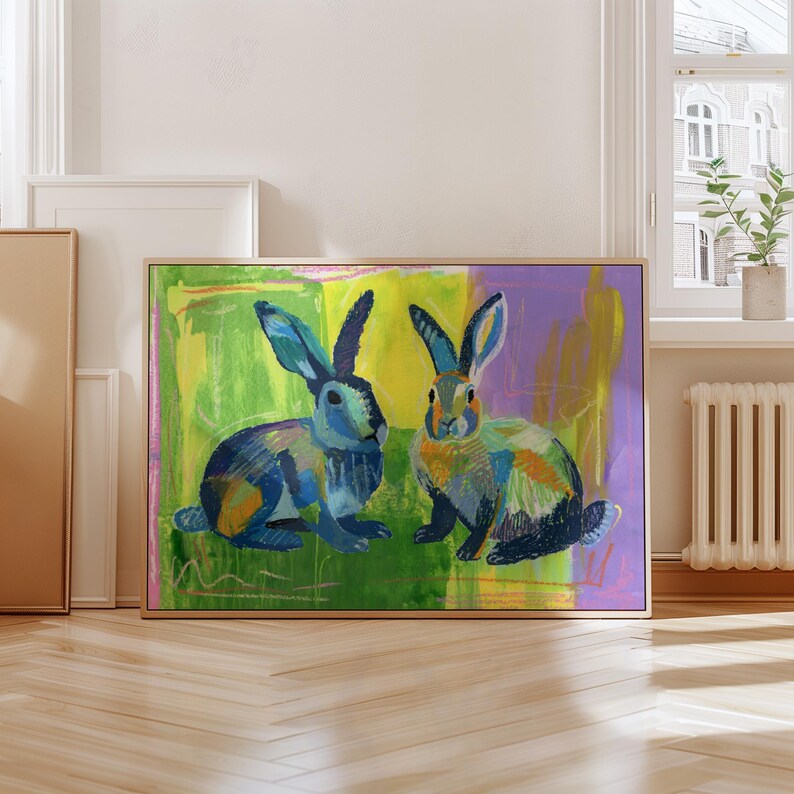 Matisse Style Rabbit Poster & Dopamine Print for Maximalist Wall Art ...