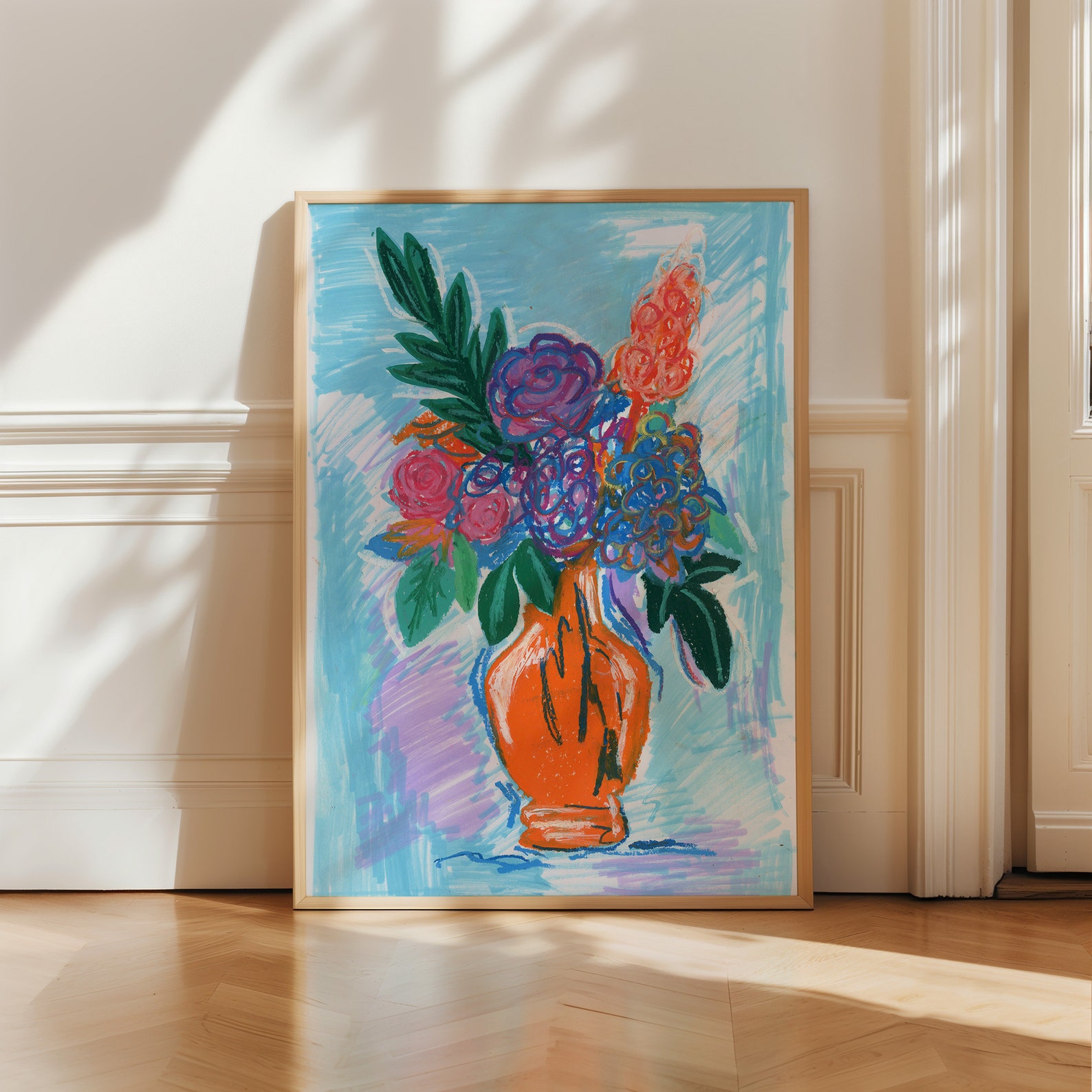 Fauvism Print of Colorful Flowers in Orange Vase, Matisse Style Art for ...