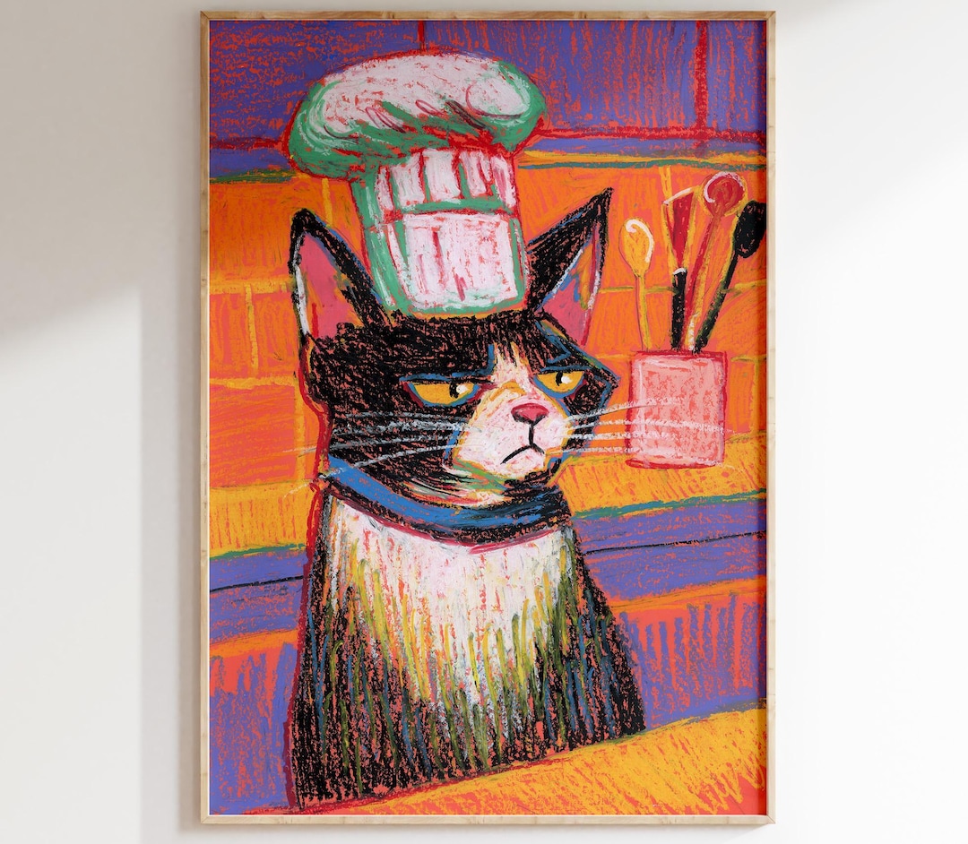 Tuxedo Cat Print Whimsigoth Decor Affordable Housewarming Gift ...