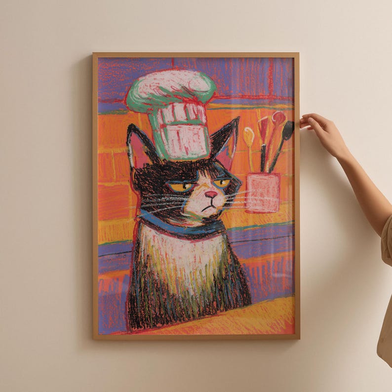Tuxedo Cat Print Whimsigoth Decor Affordable Housewarming Gift ...