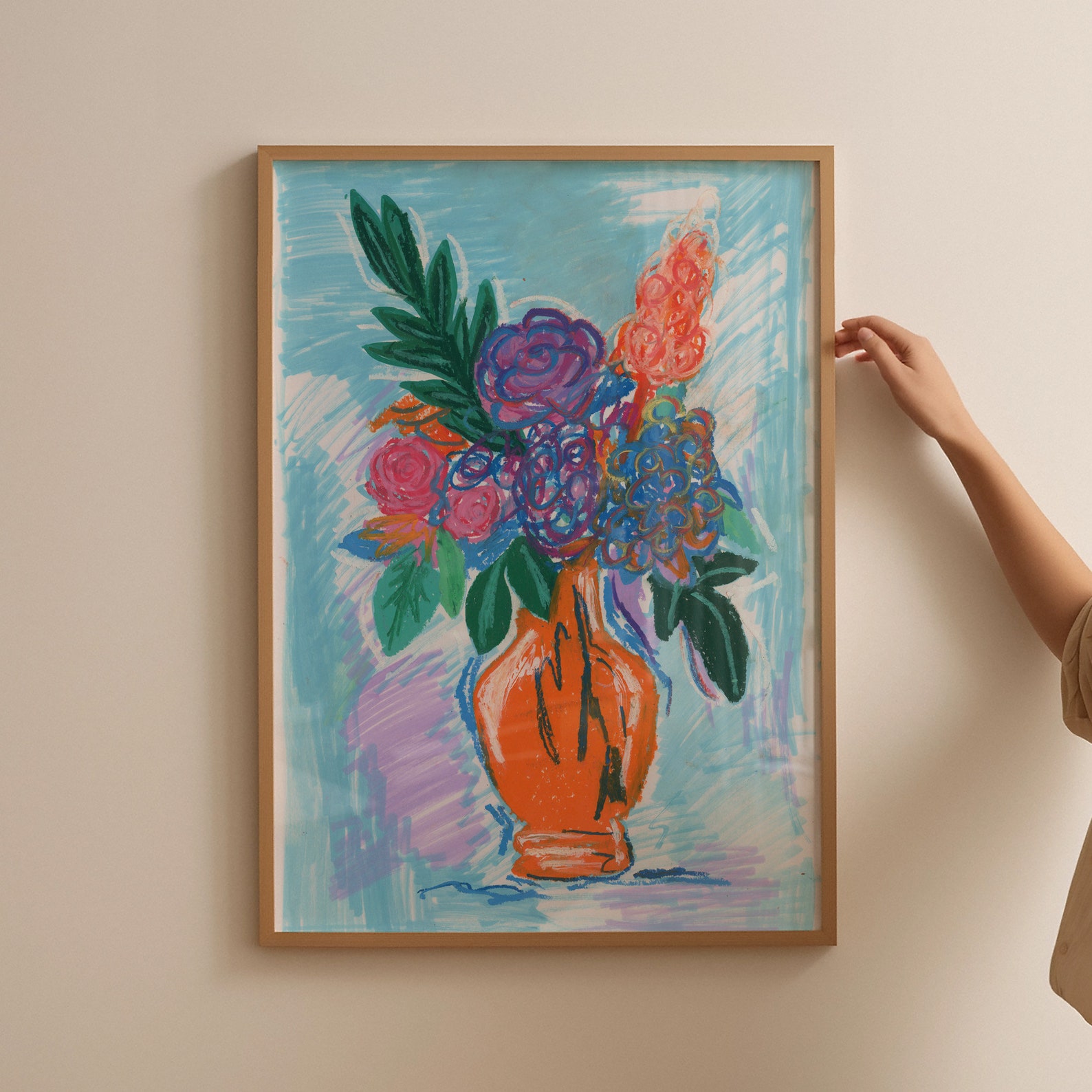 Fauvism Print of Colorful Flowers in Orange Vase, Matisse Style Art for ...