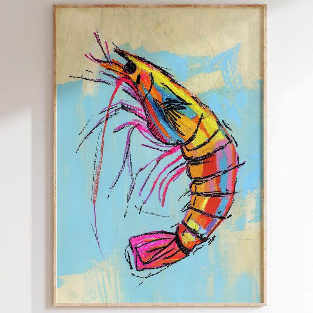 Shrimp Art Print - Matisse Print, Coastal Print, Dopamine Decor, Mid ...