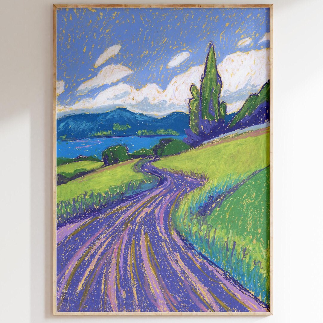 Pastel Oil Painting, Winding Path Painting, Monet Print – Colorful ...