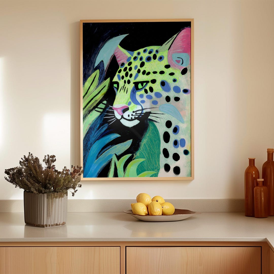 Cheetah Wall Art Whimsigoth Decor Weirdcore Pastel Goth Leopard Print ...