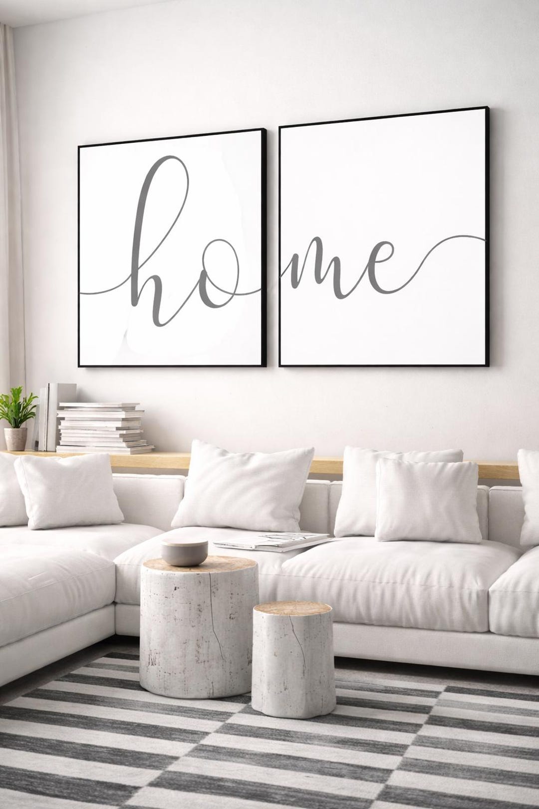 Set of 2 Home Typography Prints – Modern Minimal Wall Art – Neutral ...