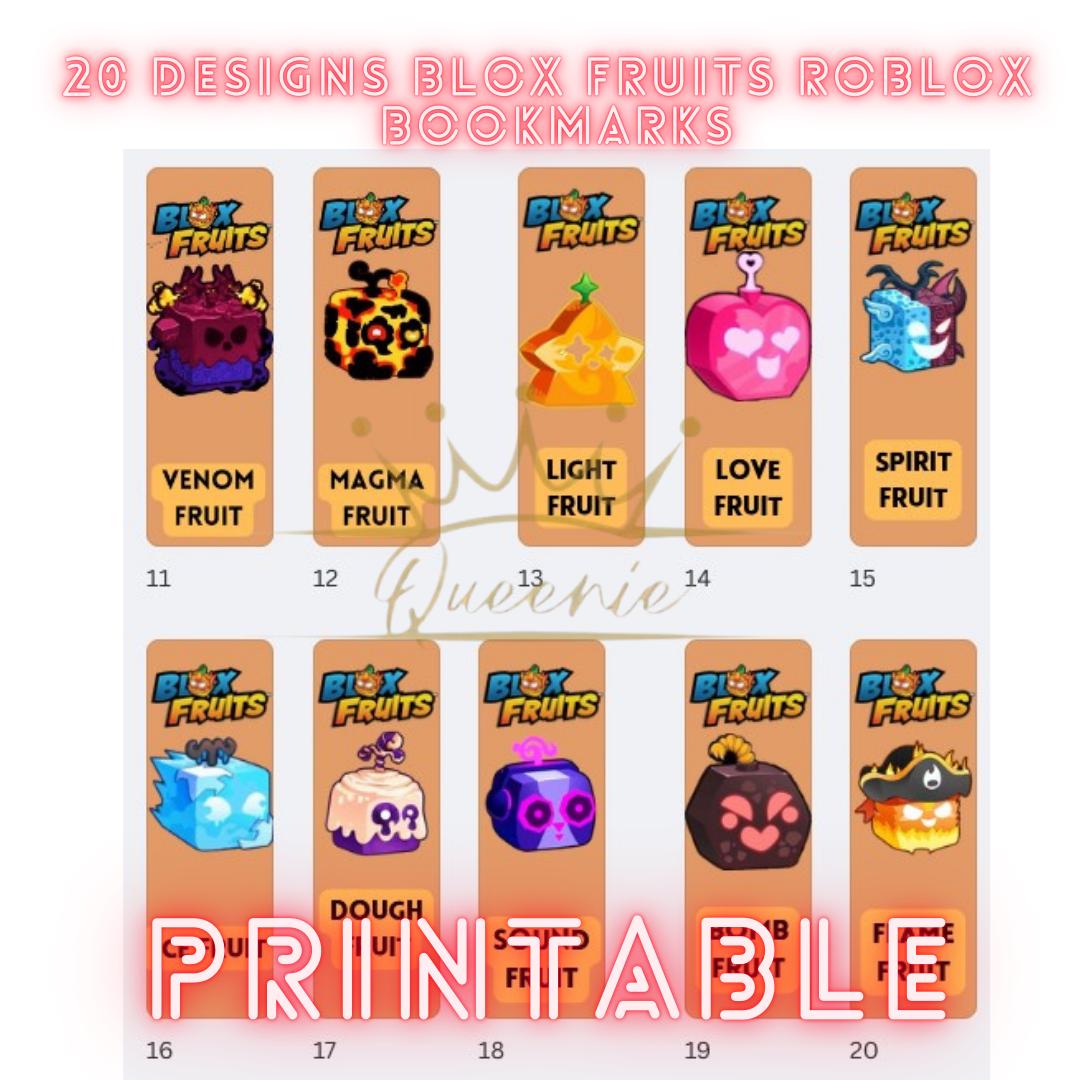 Printable Blox Fruits Roblox Bookmark I Digital Blox Fruits Roblox ...