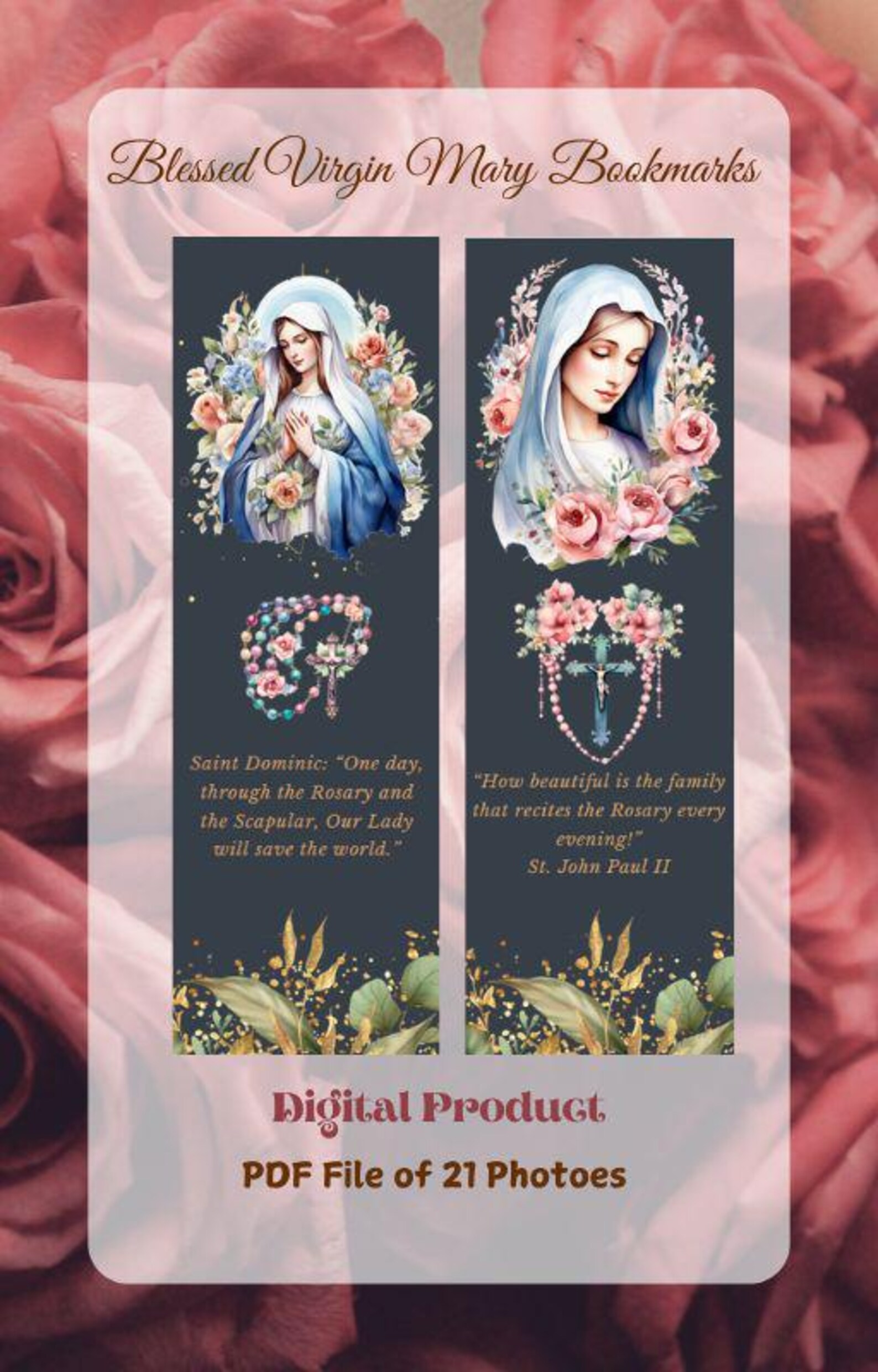 Downloadable Blessed Virgin Mary Bookmarks | Catholic Bookmark ...