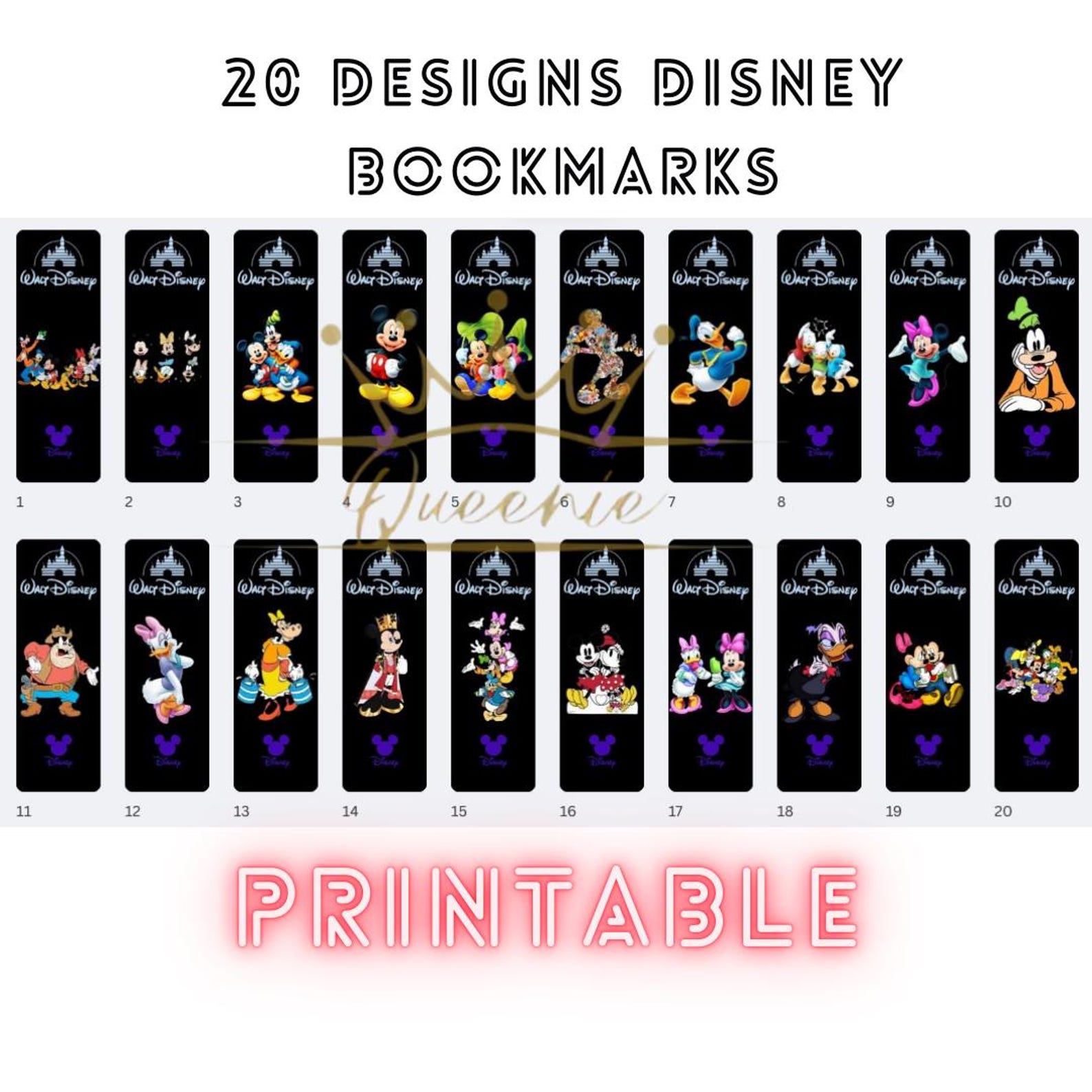 Printable Mickey Disney Bookmarks I Digital Minnie Donald Duck ...