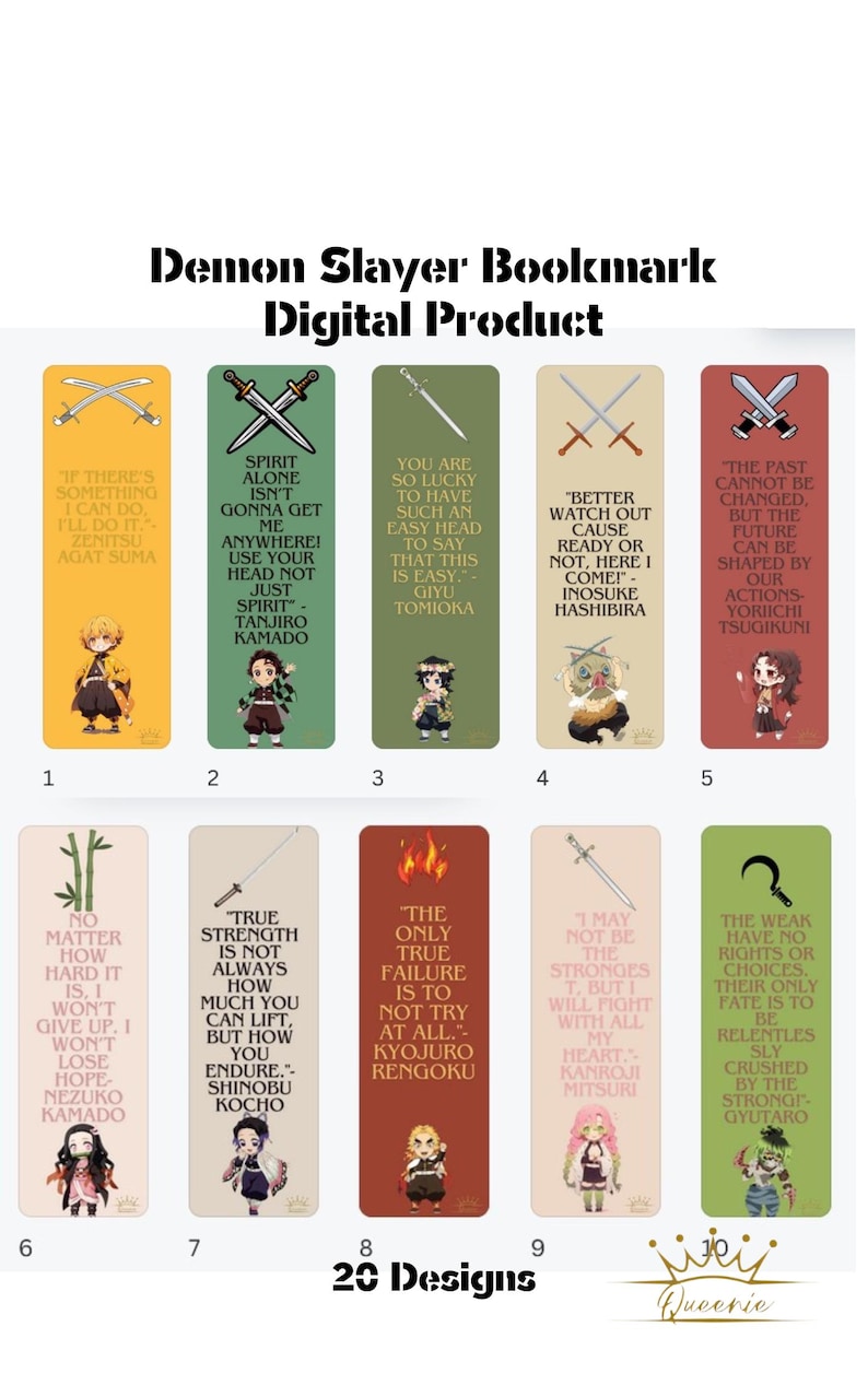 Printable Demon Slayer Bookmark I Digital Demon Slayer Bookmark I ...