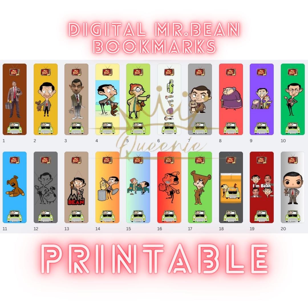 Printable Mr.bean Bookmark I Digital Mr.bean Bookmark I Downloadable Mr ...