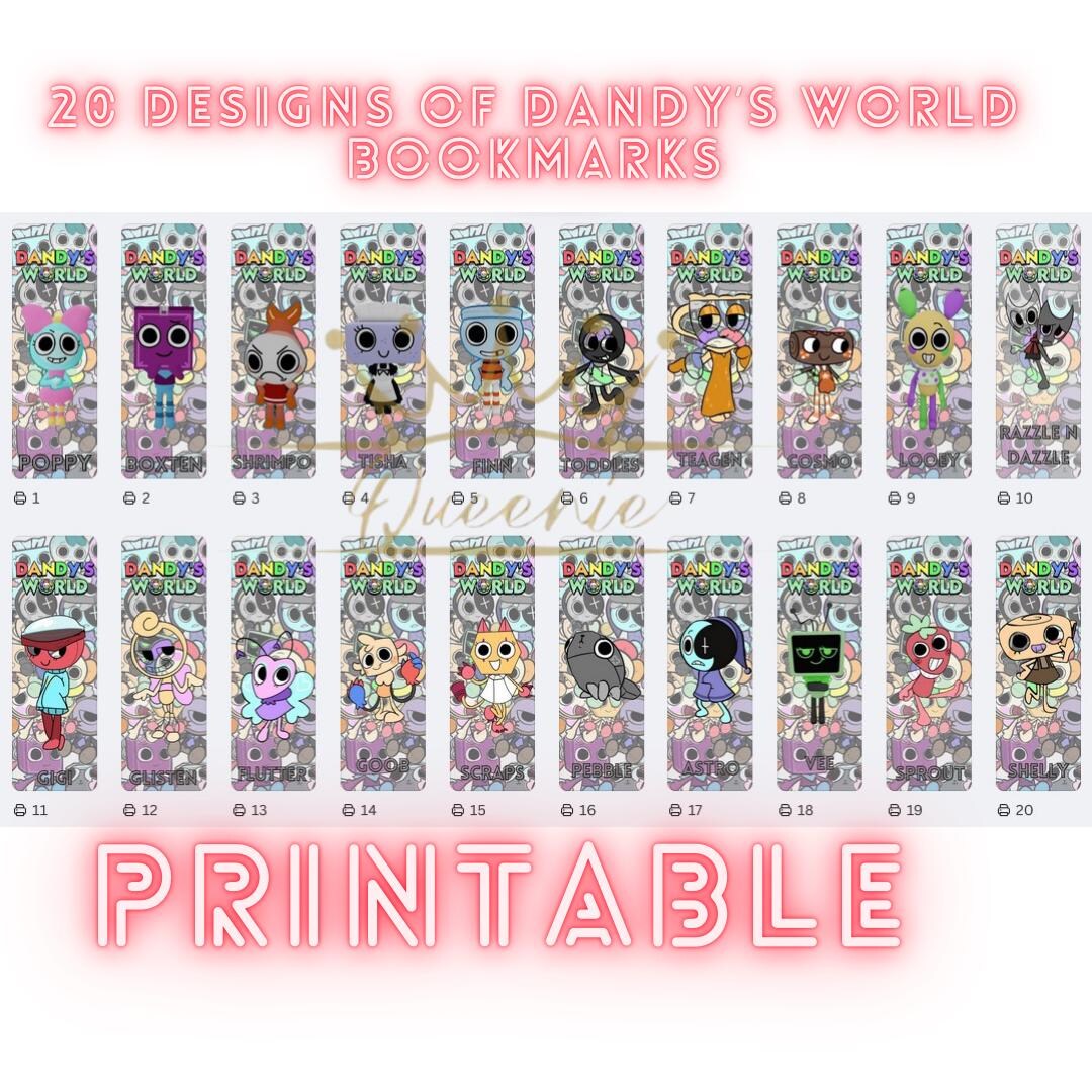 Printable Dandy's World Bookmarks I Digital Boxten Dandy's World ...