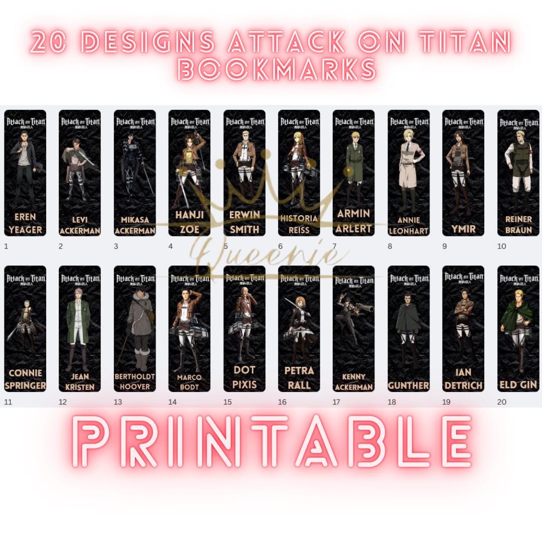 Printable Attack on Titan Bookmark I Digital Mikasa Ackerman Booktag I ...