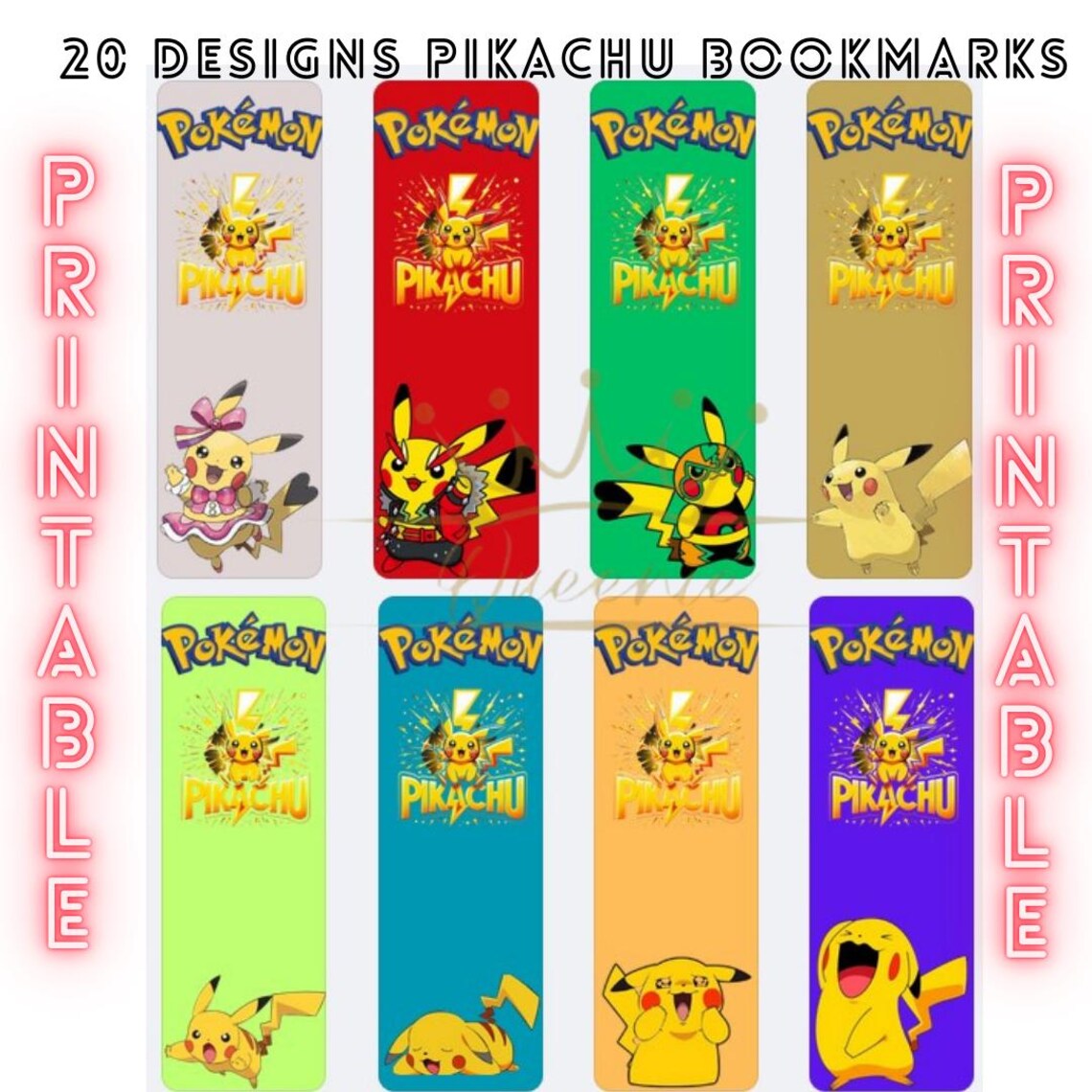 Printable Pikachu Pokédex Series Bookmarks I Digital Pikachu Pokédex ...