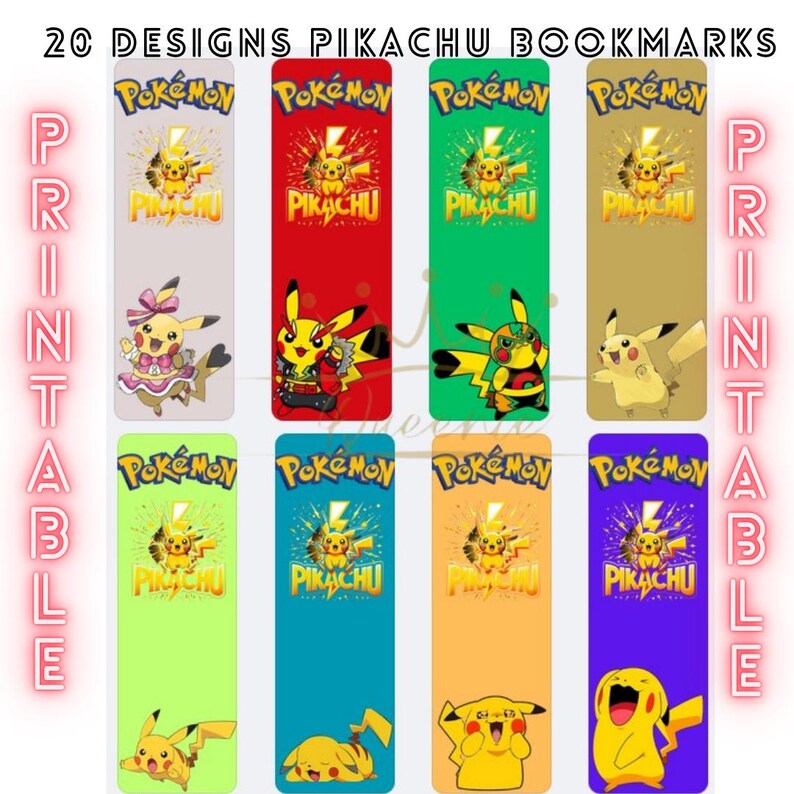 Printable Pikachu Pokédex Series Bookmarks I Digital Pikachu Pokédex ...