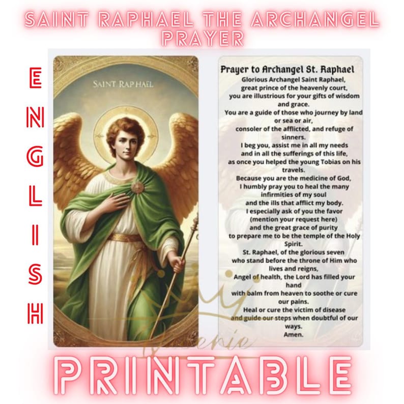 Printable Prayer to Saint Raphael the Archangel I Downloadable Saint ...