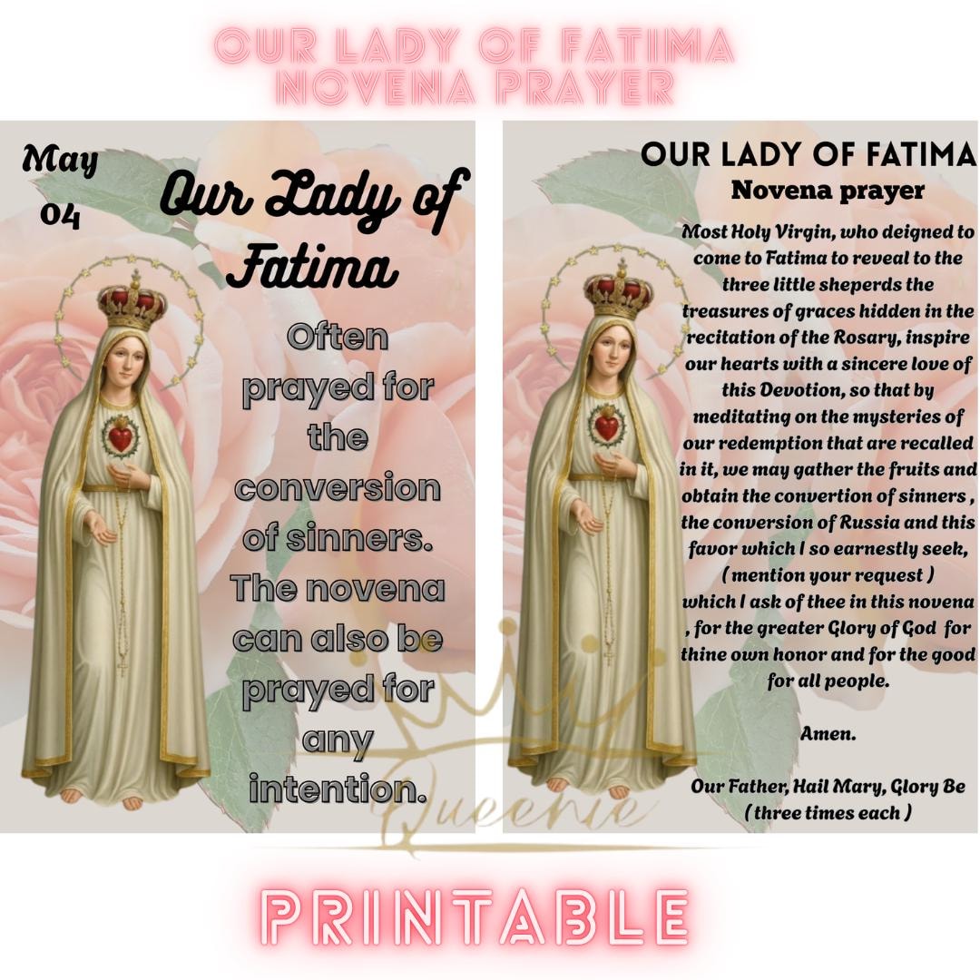 Printable Our Lady of Fatima Prayer Card I Digital Our Lady of Fatima ...