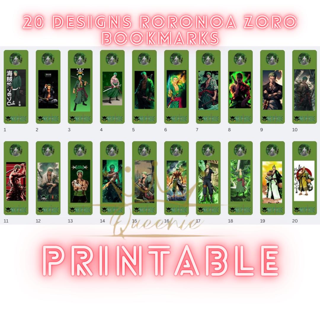 Printable One Piece Bookmark I Digital Roronoa Zoro Bookmark I ...