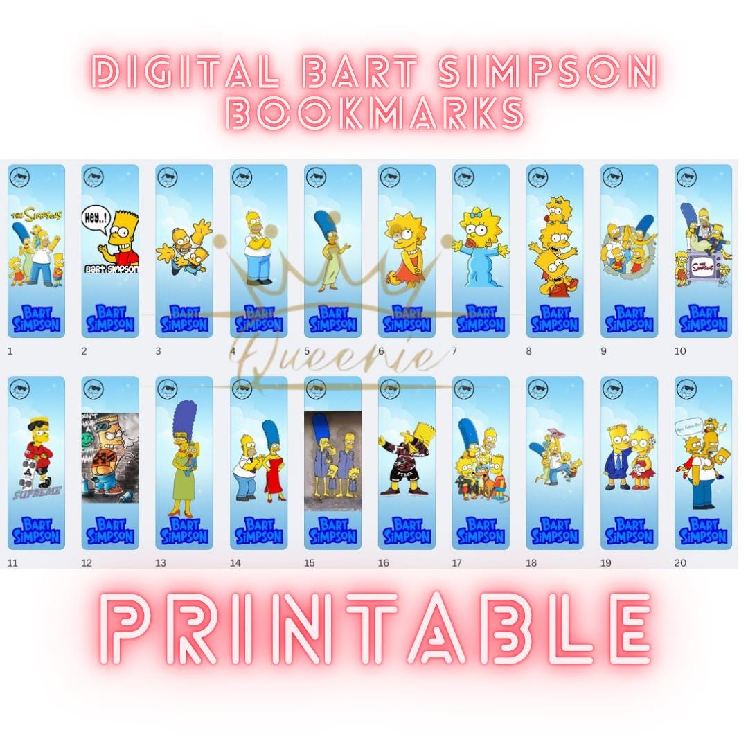 Downloadable Bart Simpson Bookmarks I Printable Bart Simpson Bookmarks ...
