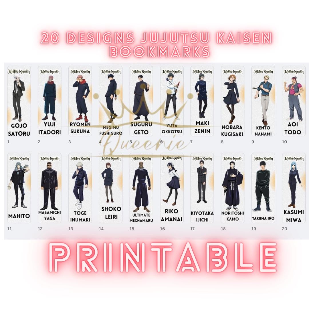 Printable Jujutsu Kaisen Bookmark I Digital Gojo Satoru Bookmark I ...