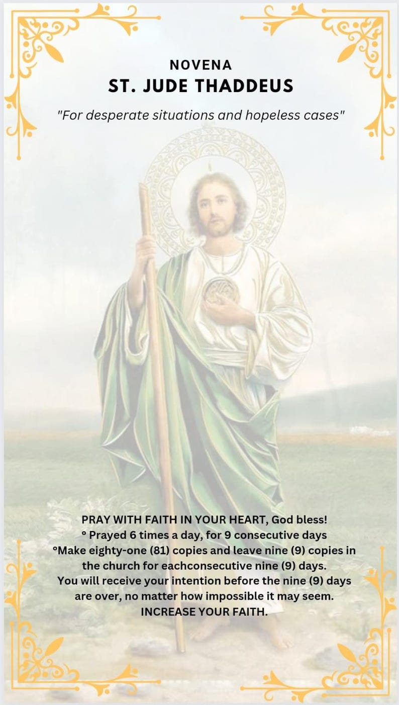 St Jude Devotion/printable Saint Jude Prayer/prayer Card/prayer Digital ...
