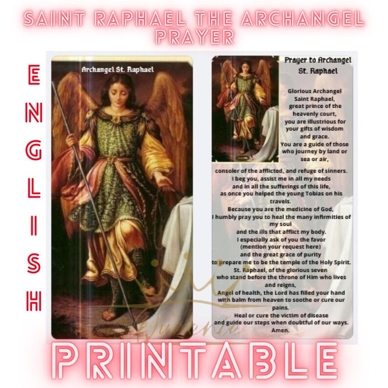 Printable Prayer to Saint Raphael the Archangel I Downloadable Saint ...