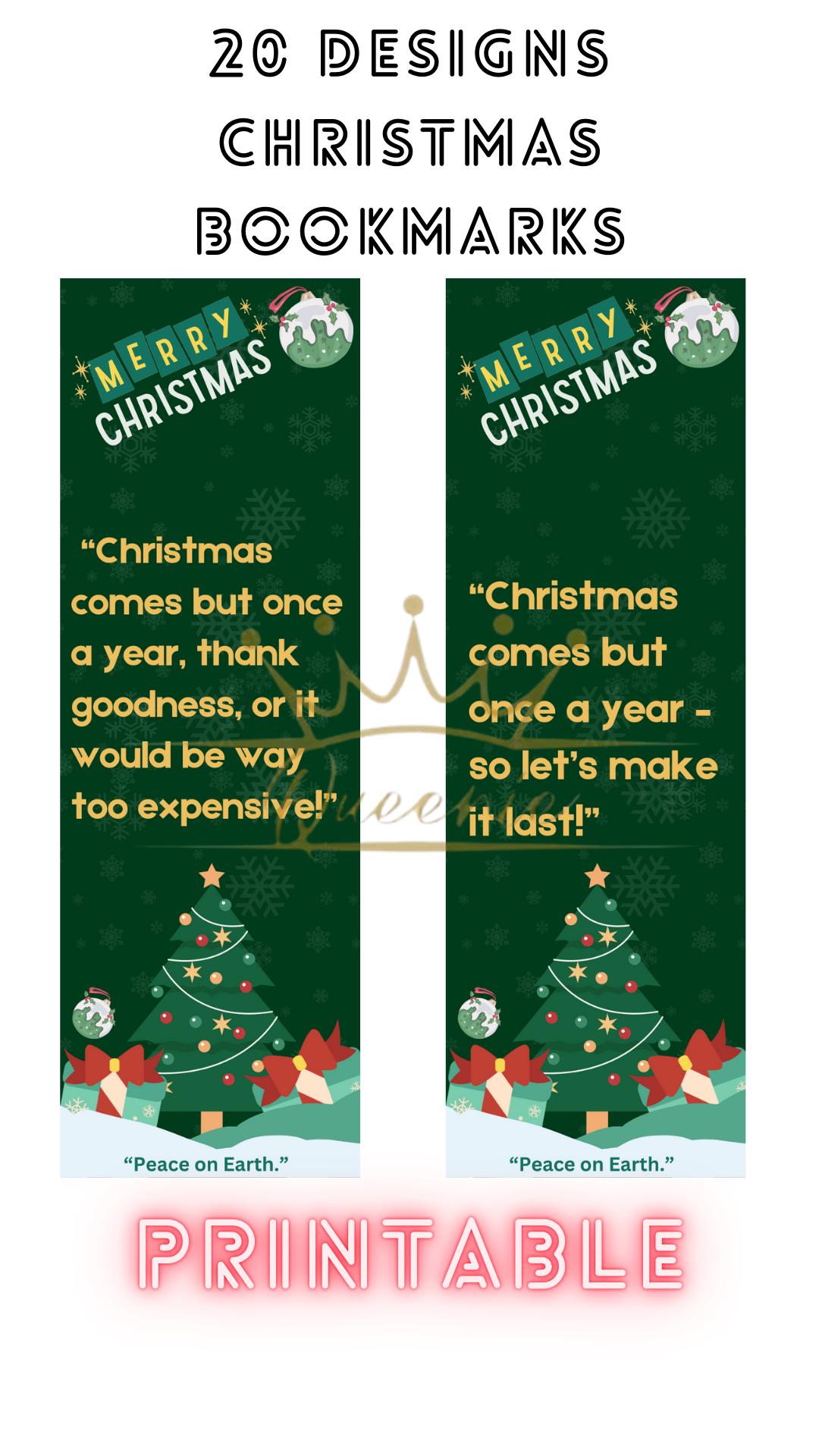 Printable Christmas Bookmarks I Digital Product Christmas Bookmarks I ...