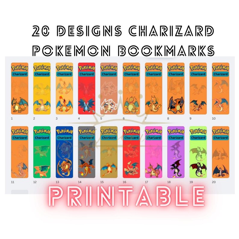 Printable 20 Designs Charizard Pokémon Bookmarks I Downloadable ...