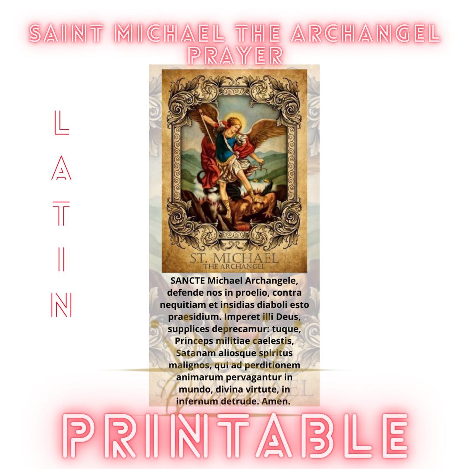 Printable Saint Michael the Archangel Prayer Card I SANCTE Michael ...
