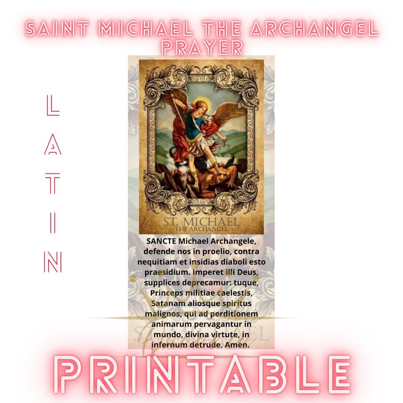 Printable Saint Michael the Archangel Prayer Card I SANCTE Michael ...