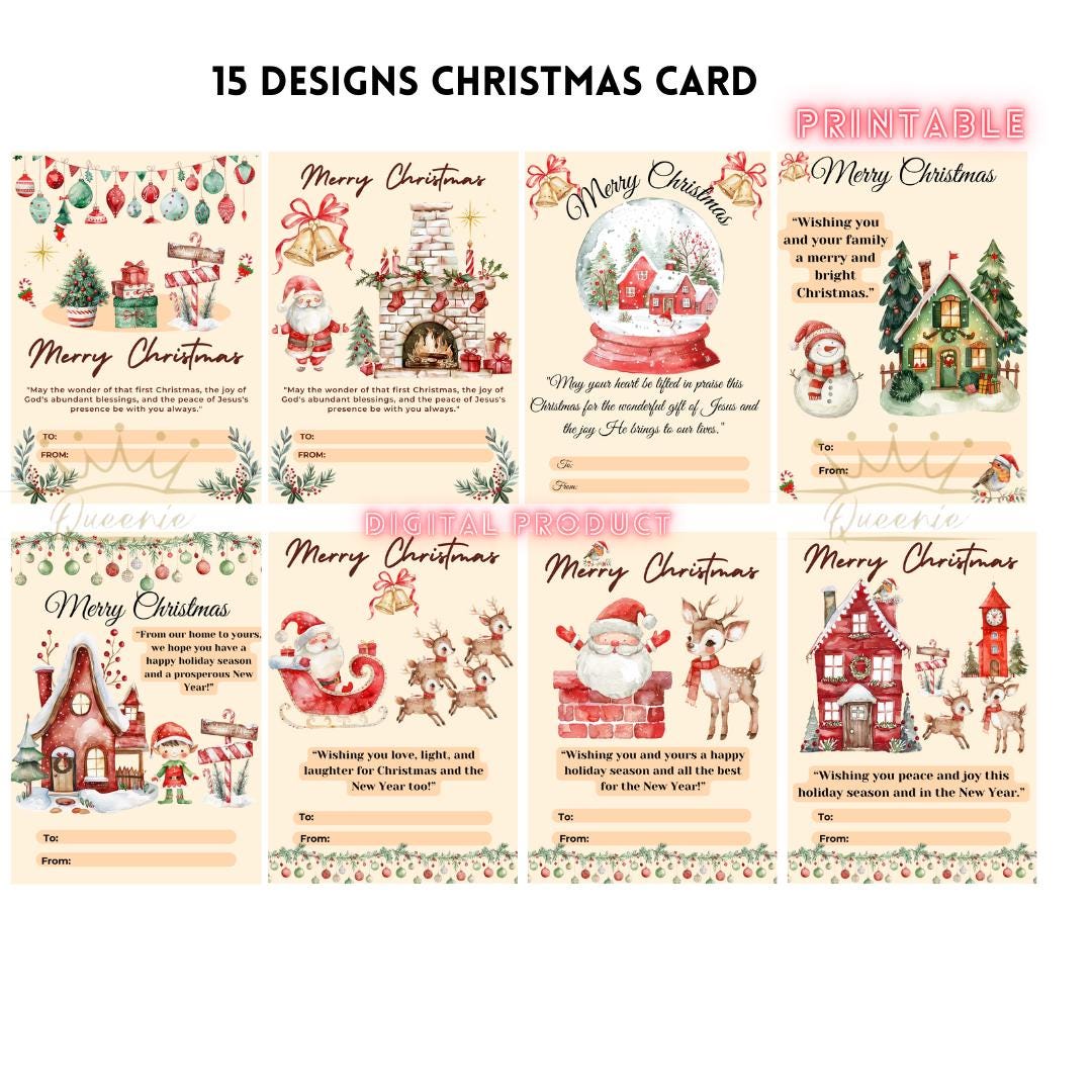 Merry Christmas Card I Printable Christmas Card I Festive Christmas ...