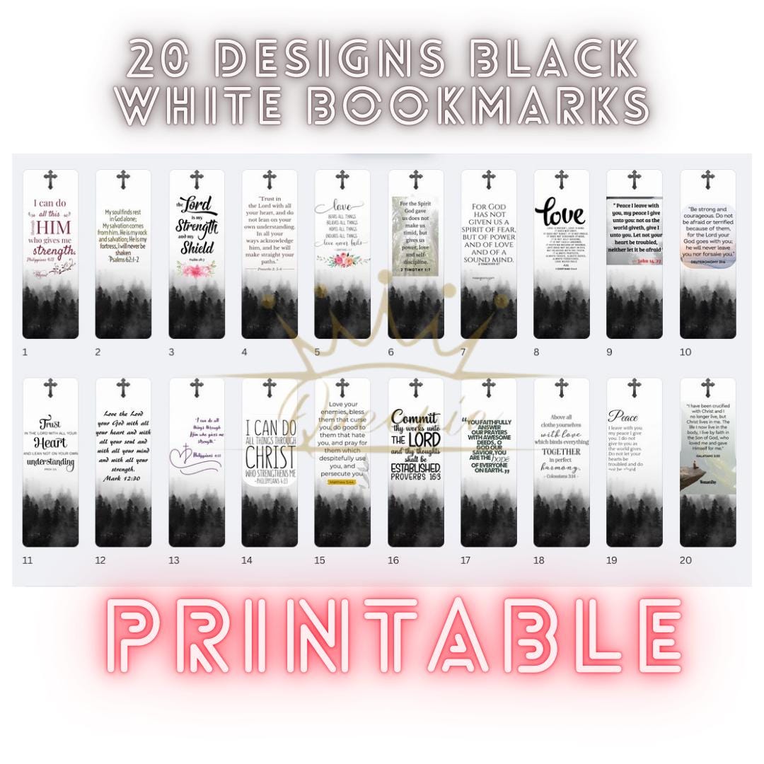 Printable Black White Catholic Bookmark I Digital Christianity Bookmark ...