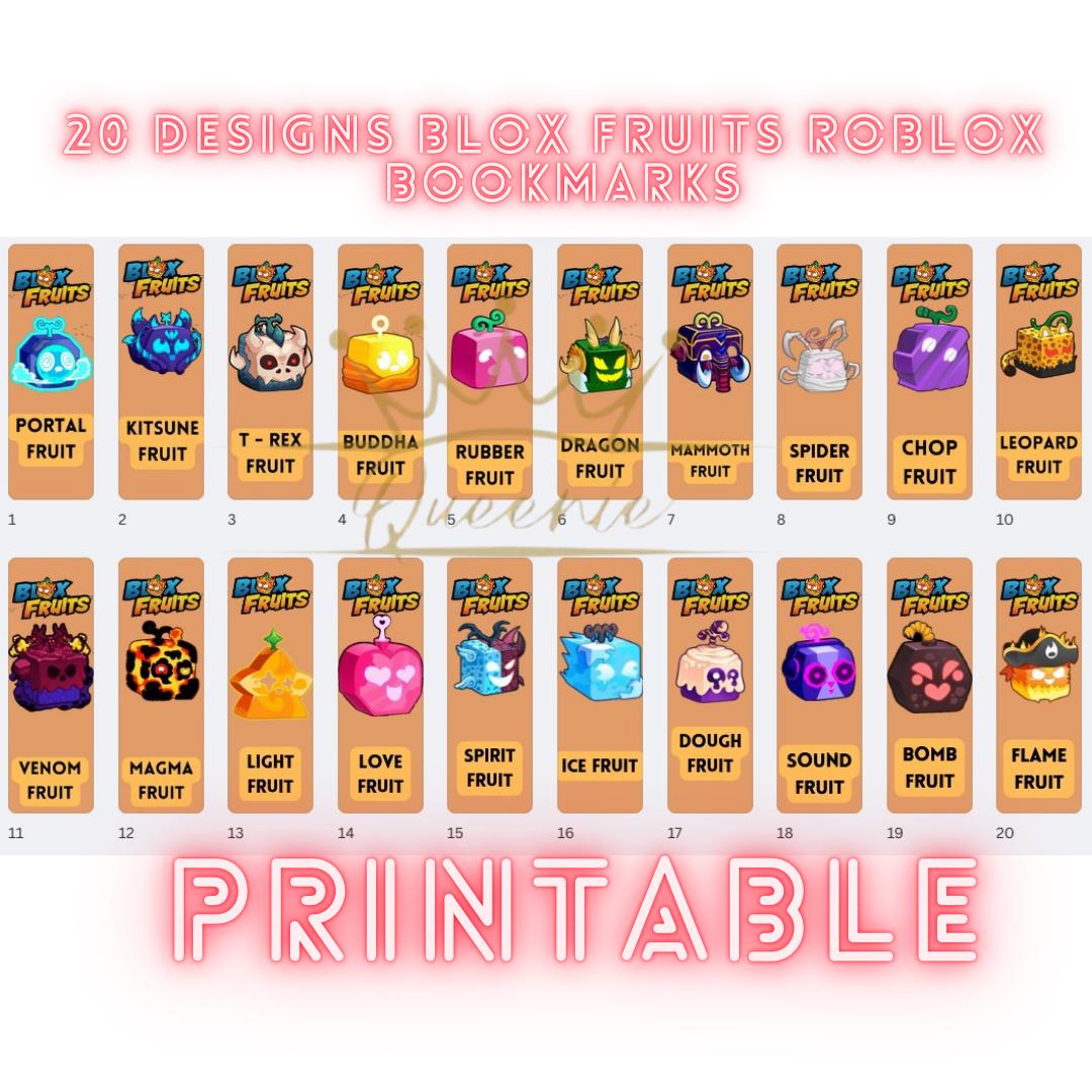 Printable Blox Fruits Roblox Bookmark I Digital Blox Fruits Roblox ...