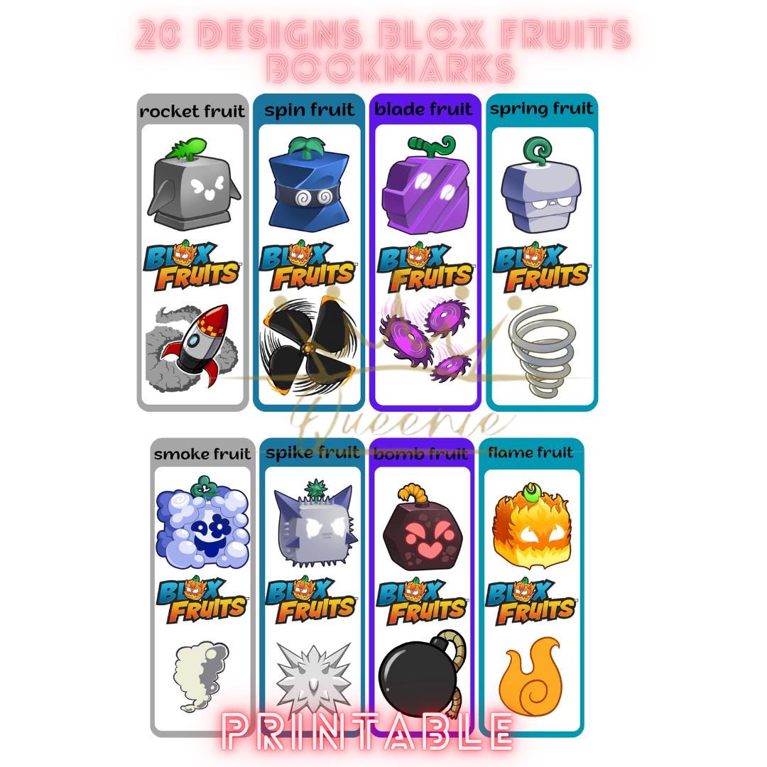 Printable Blox Fruits Roblox Bookmarks I Digital Bloxfruits Roblox ...