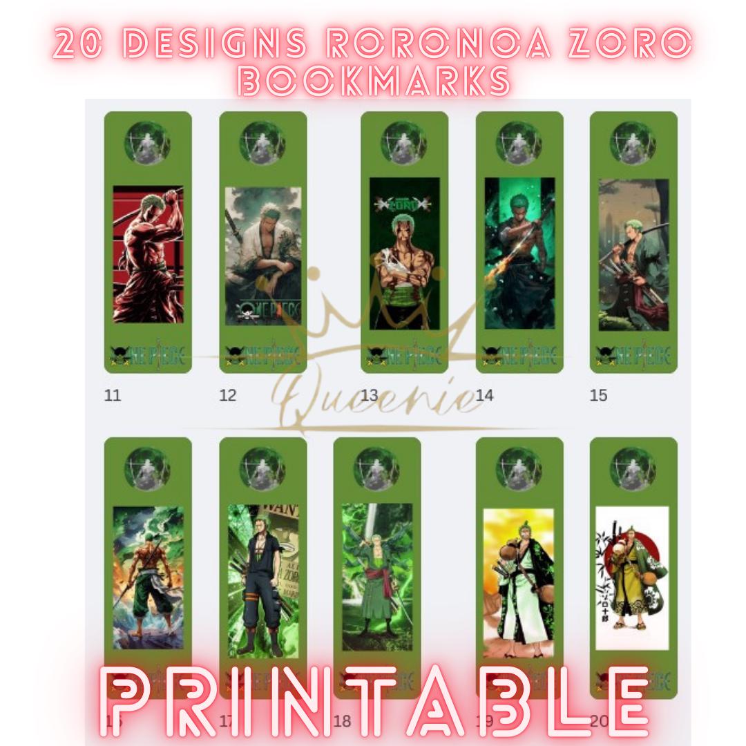 Printable One Piece Bookmark I Digital Roronoa Zoro Bookmark I ...