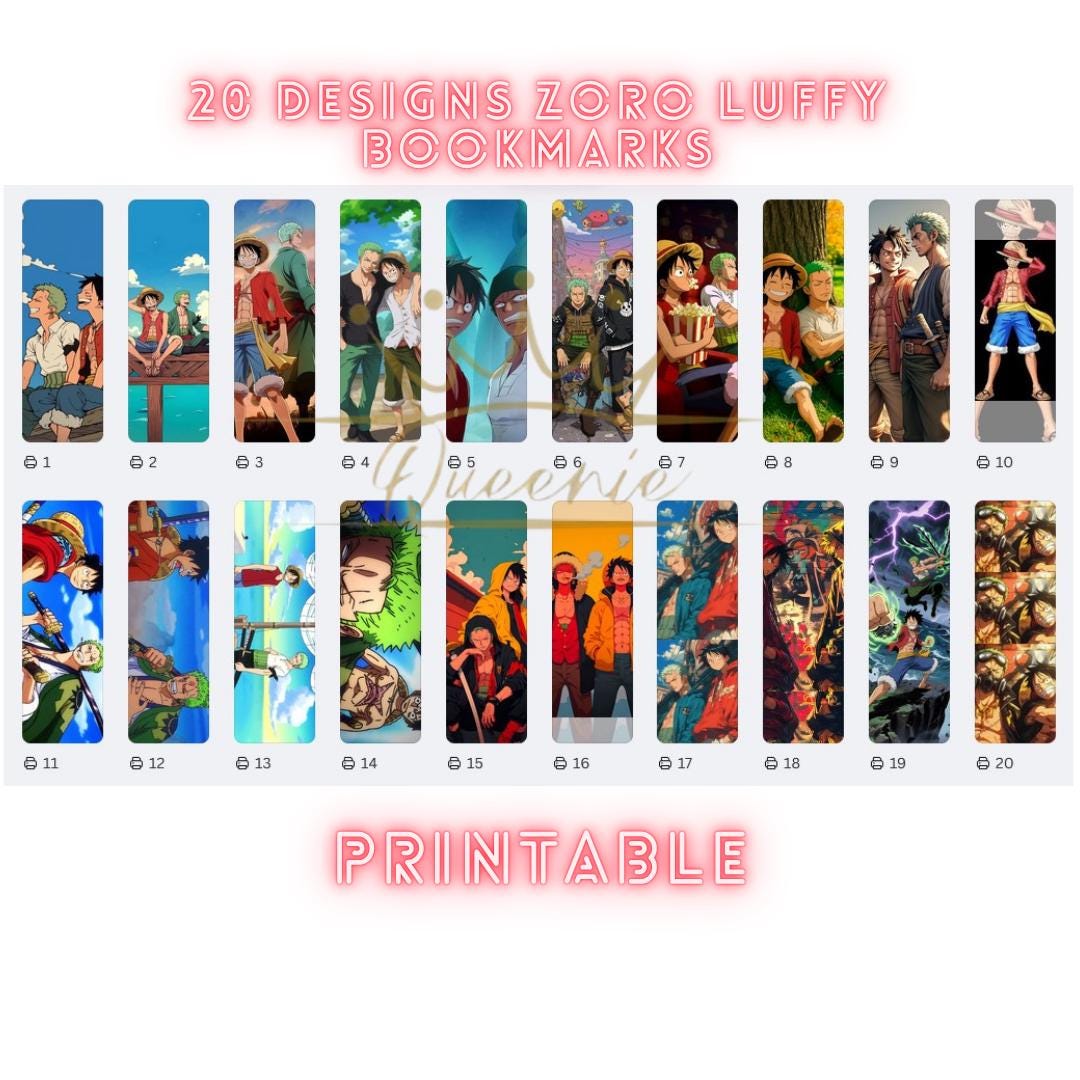 Printable Zoro Luffy Bookmark I Digital One Piece Bookmark I ...