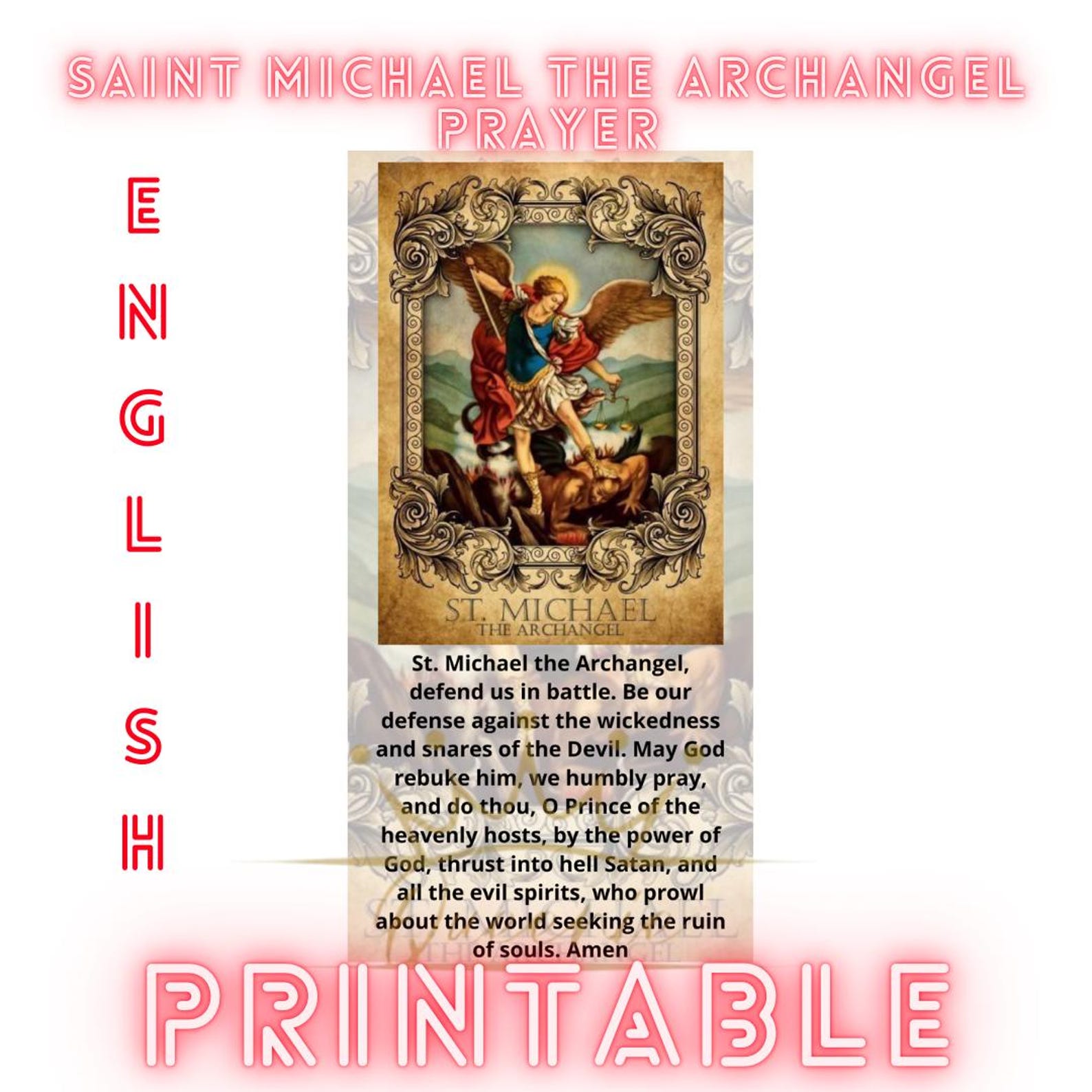 Printable Saint Michael the Archangel Prayer Card I SANCTE Michael ...