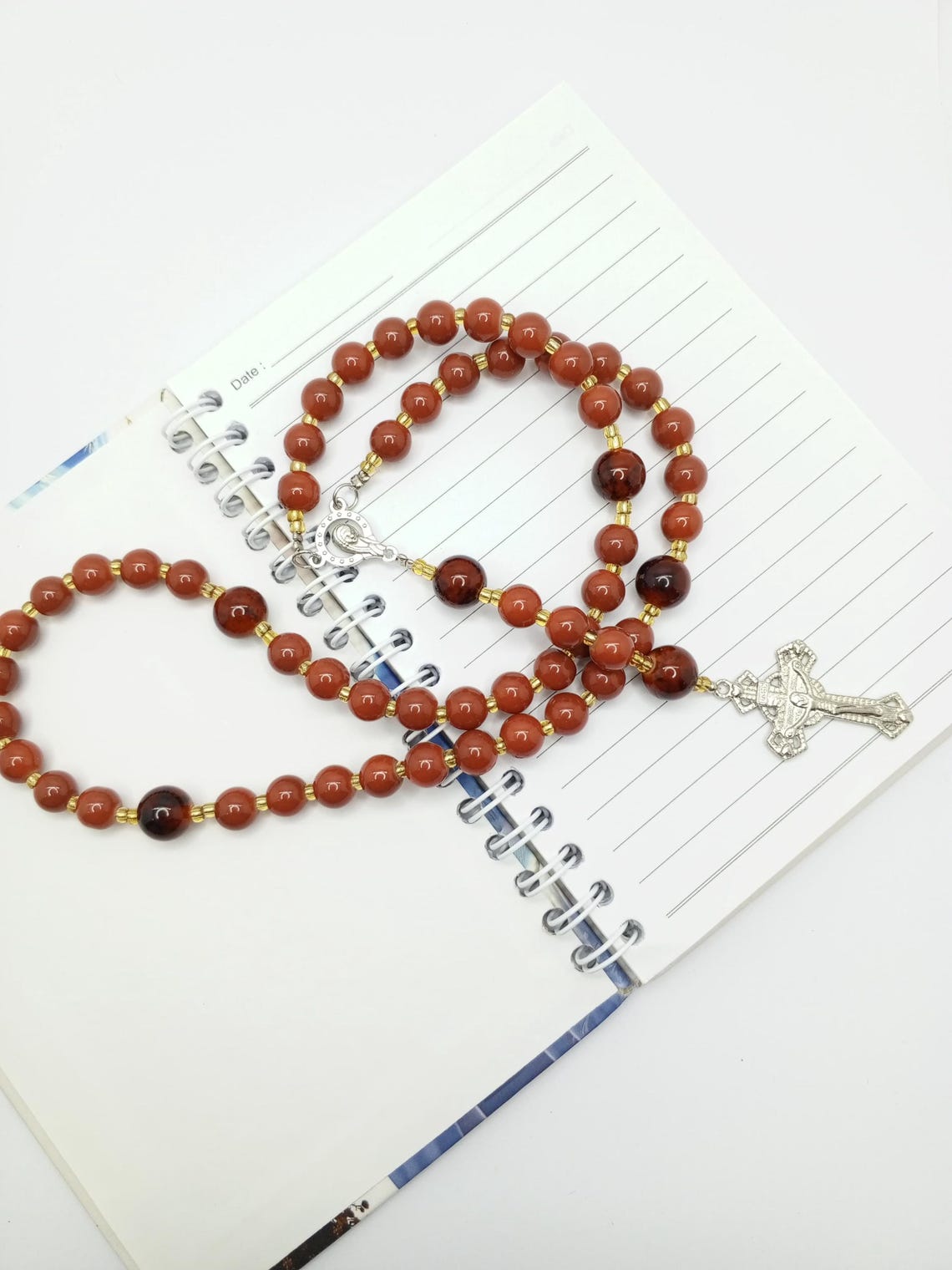 Ready Rosary + Small Notebook + Prayer Guide for Roman Catholic -brown ...