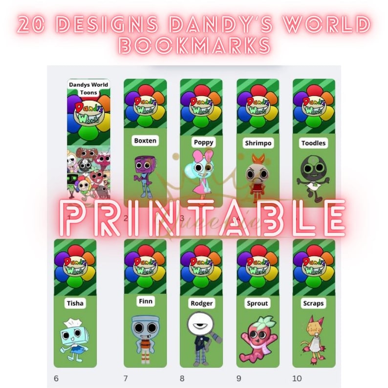 Dandy's World Bookmarks: 20 Printable Designs (PDF) - Etsy