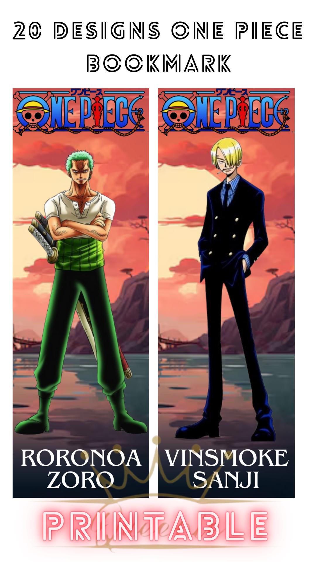 Printable One Piece Bookmark I Digital Monkey D Luffy Bookmark I Downloadable Roronoa Zoro ...