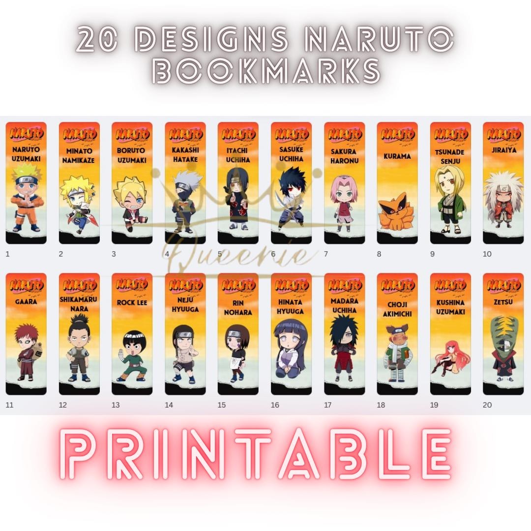 Digital Naruto Uzumaki Bookmarks I Printable Minato Namikaze Bookmarks ...