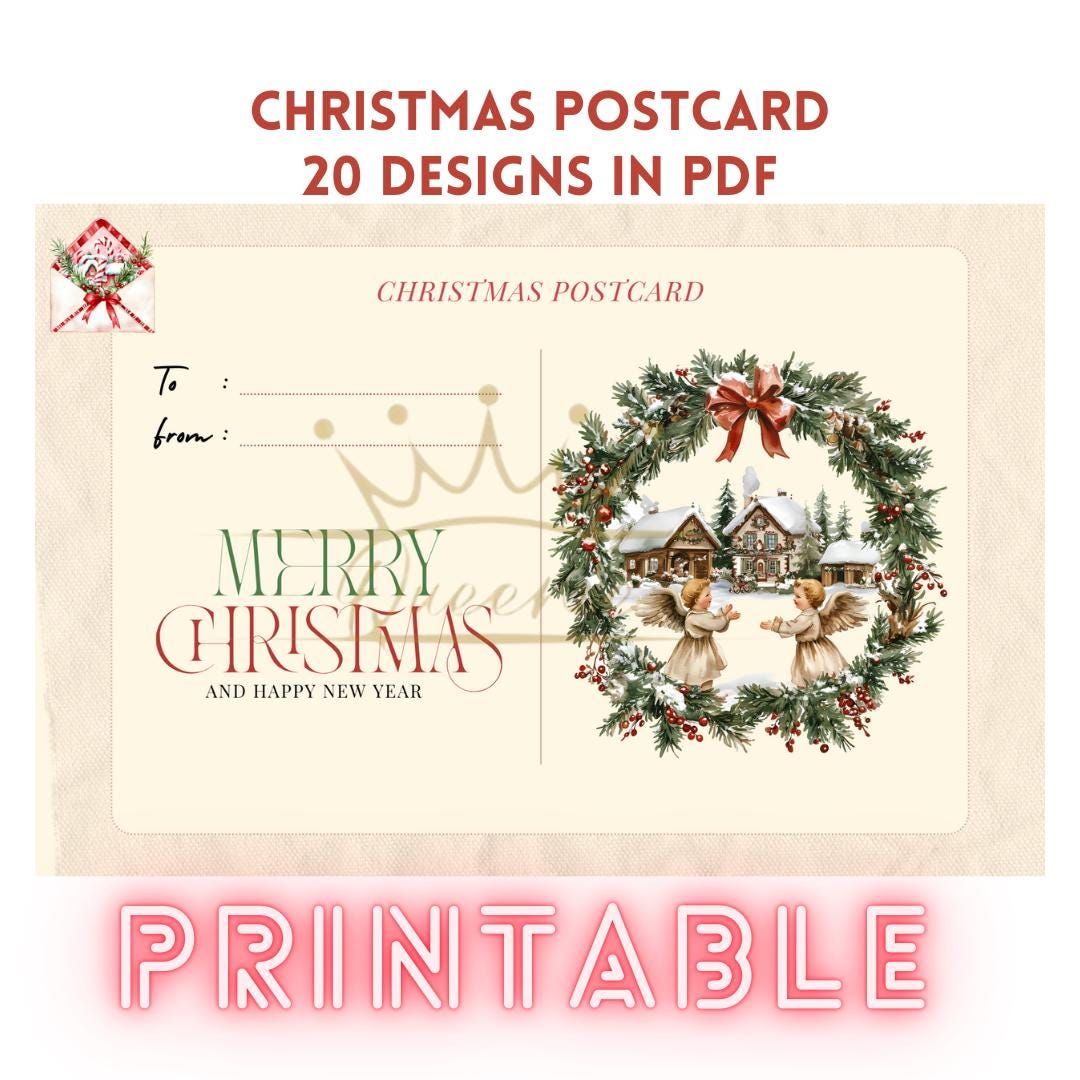 Digital Christmas Postcard I Printable Greeting Postcard I Snowman ...