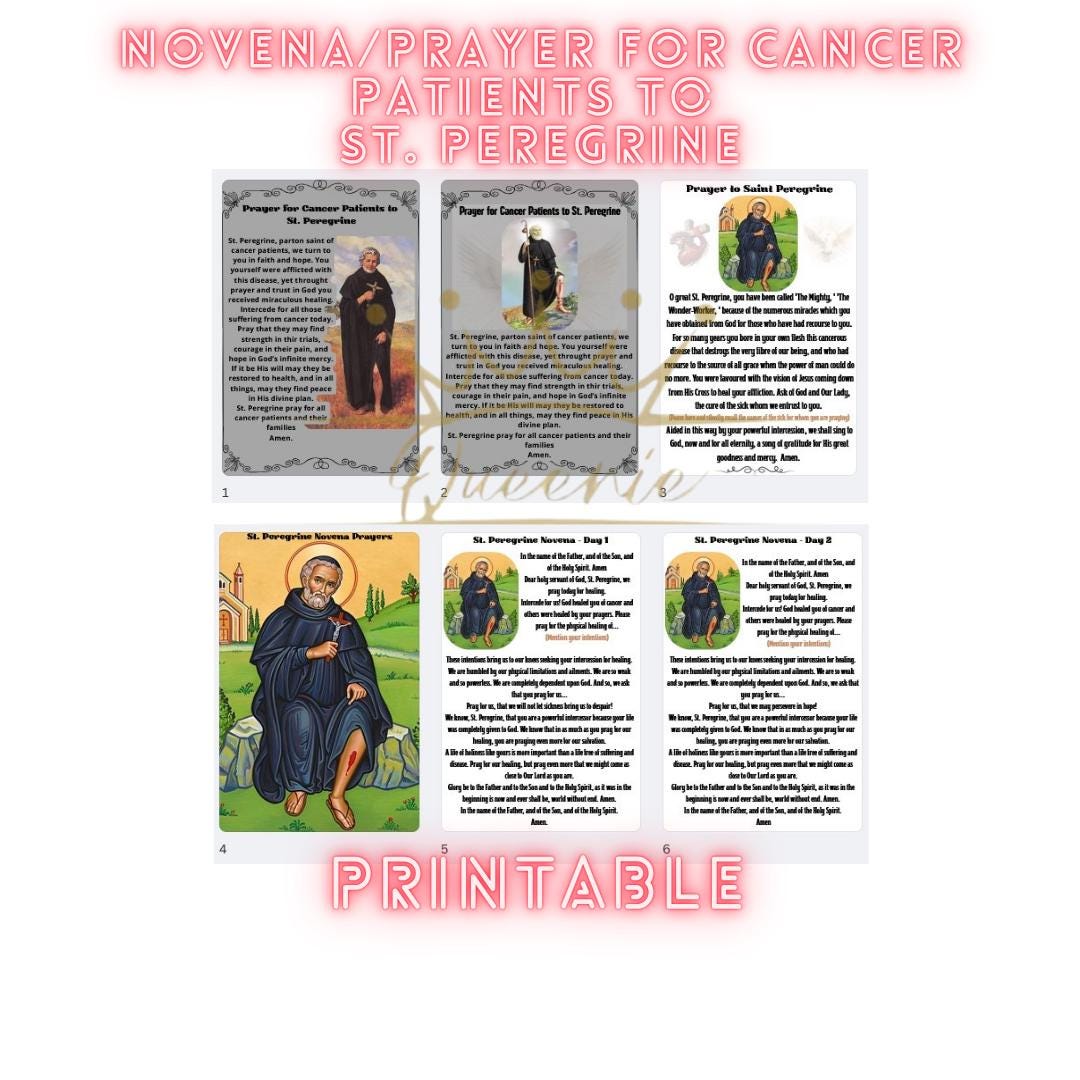 St. Peregrine Prayer for Cancer Patients: 9-day Novena (PDF Download - Etsy