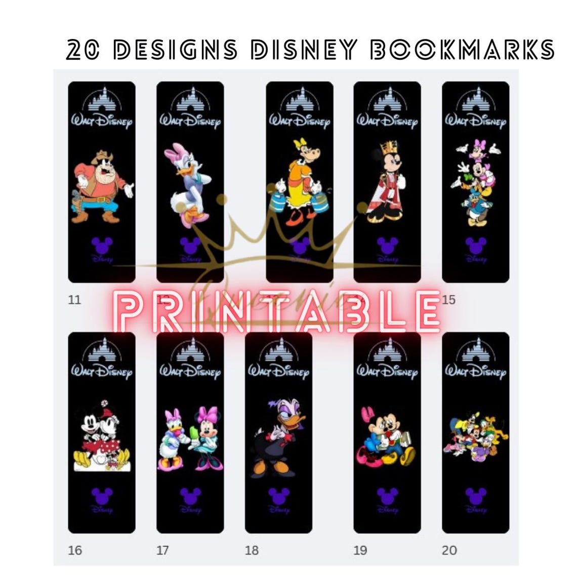 Printable Mickey Disney Bookmarks I Digital Minnie Donald Duck ...