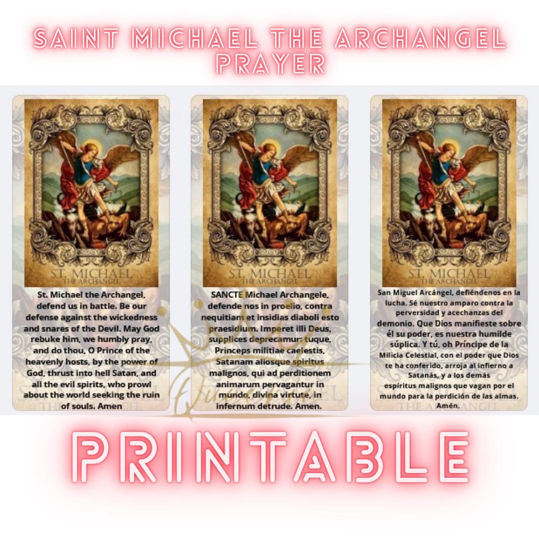 Printable Saint Michael the Archangel Prayer Card I SANCTE Michael ...