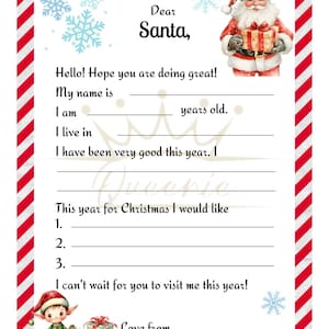 Printable Cute Letter to Santa Kids Template I Christmas Wish List I ...